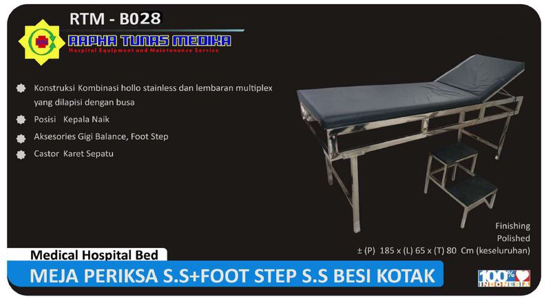 Meja Periksa S.S+Foot Step S.S Besi Kotak / RTM-B028