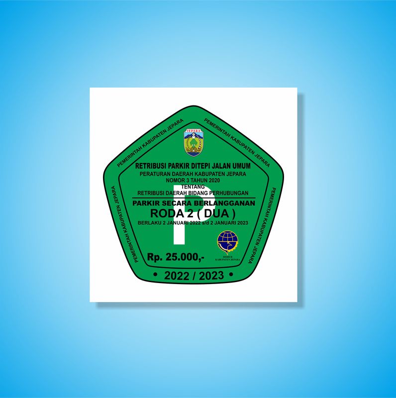 Stiker Retribusi Parkir Berlangganan Roda 2