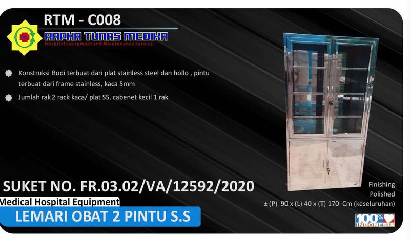 Lemari Obat 2 Pintu S.S / RTM-C008