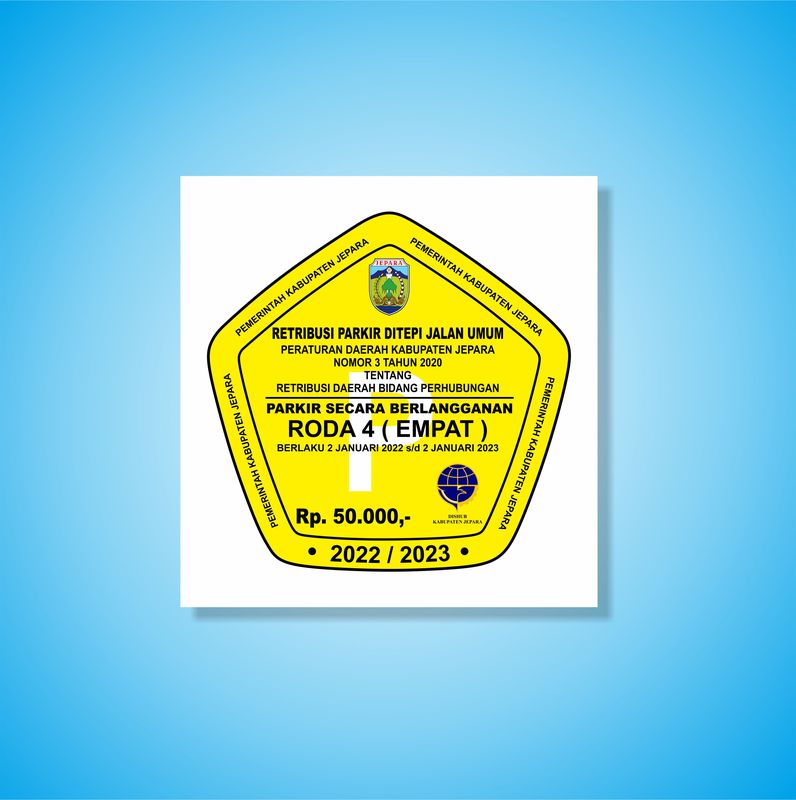 Stiker Retribusi Parkir Berlangganan Roda 4