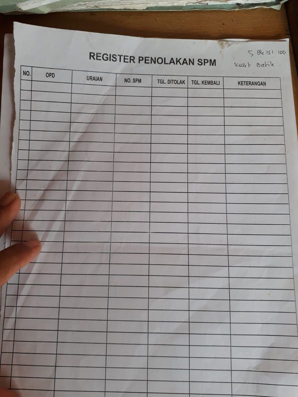 Buku Register Penolakan SPM