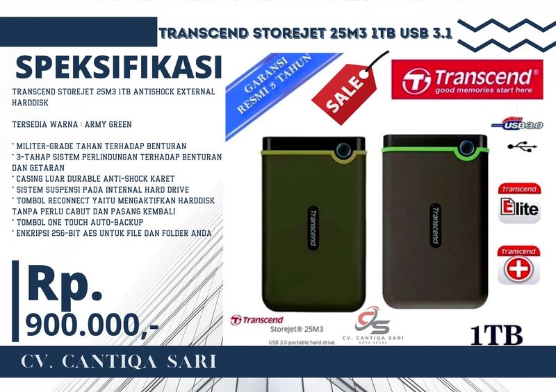 Transcend StoreJet 25M3 1TB USB 3.1