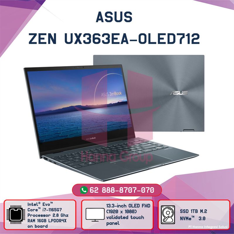 ASUS ZEN UX363EA-OLED712 I7 1165G7/16GB/SSD 1TB/IresXe 96EU/W11+OHS21/13.3