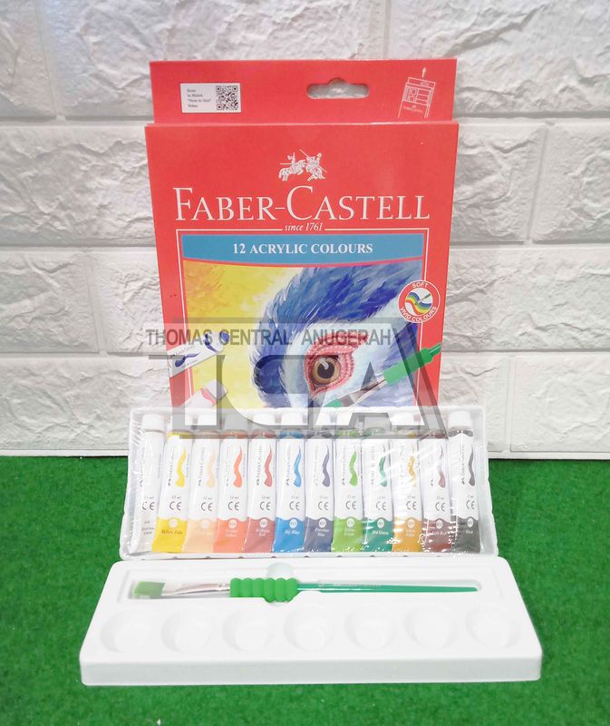 Cat Acrylic Faber Castell 12 Warna Tube