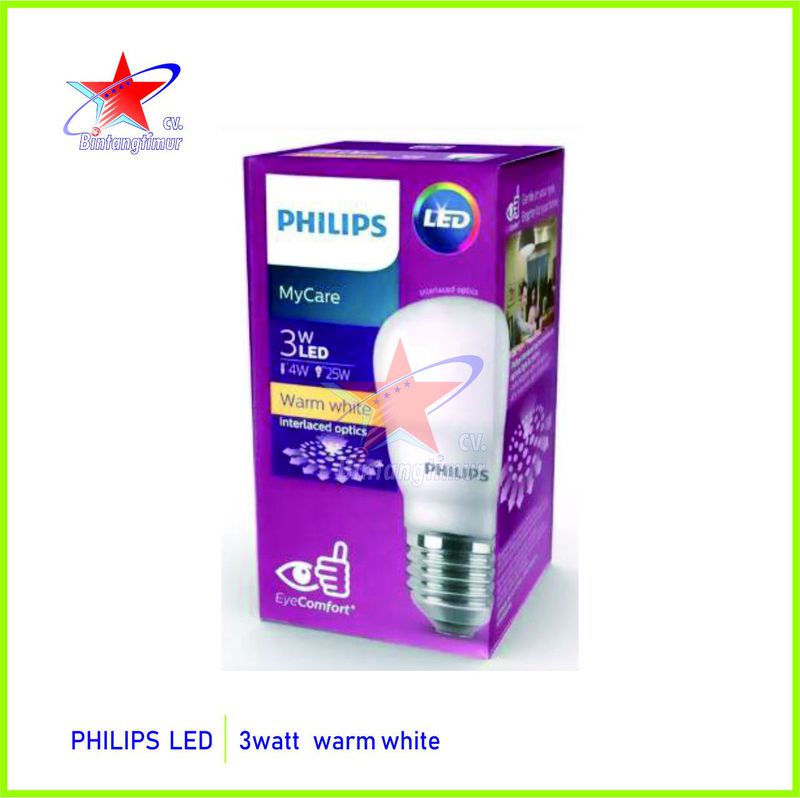 Bohlam Lampu LED Philips 3 Watt Warm White
