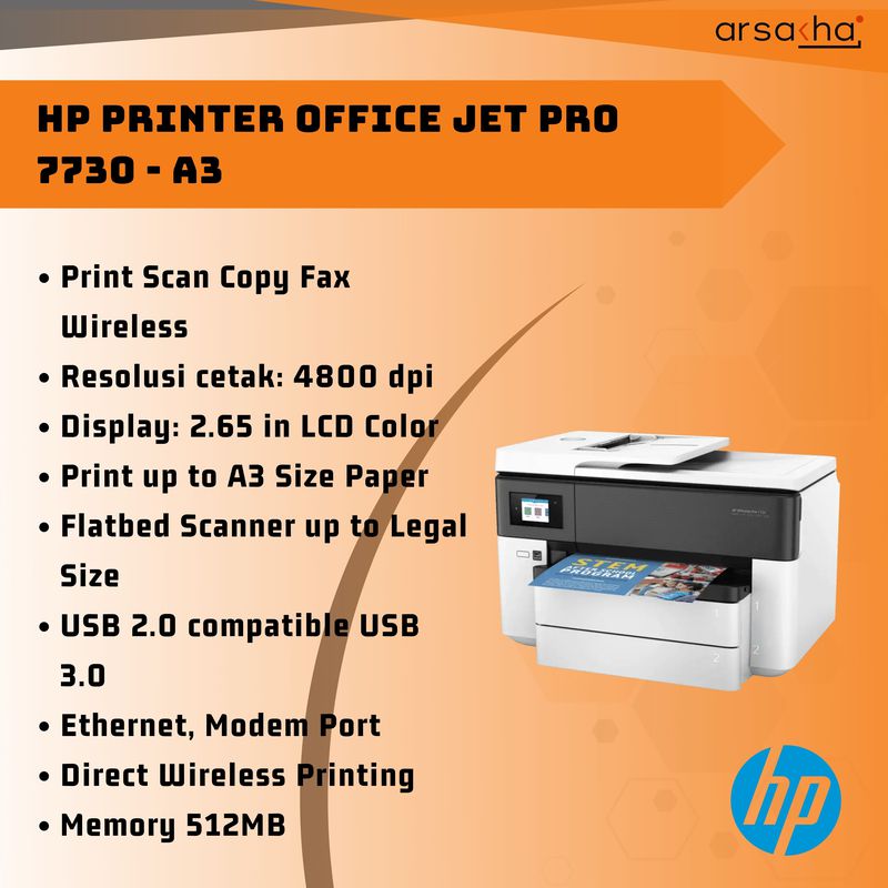 HP Printer Office Jet Pro 7730 - A3