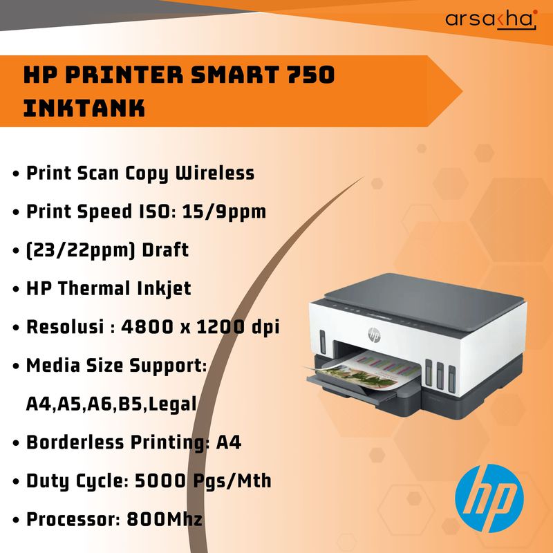 HP Printer Smart Tank 750 InkTank System