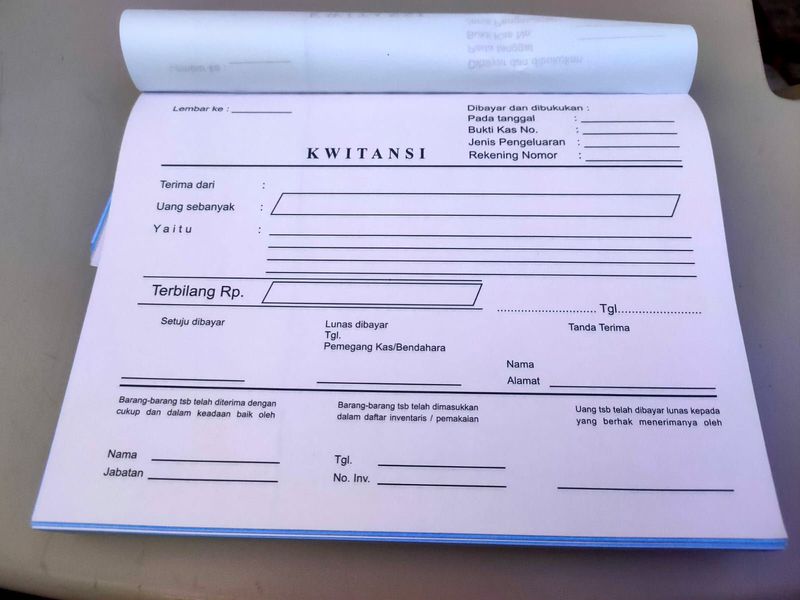 Kwitansi kertas NCR rangkap 6