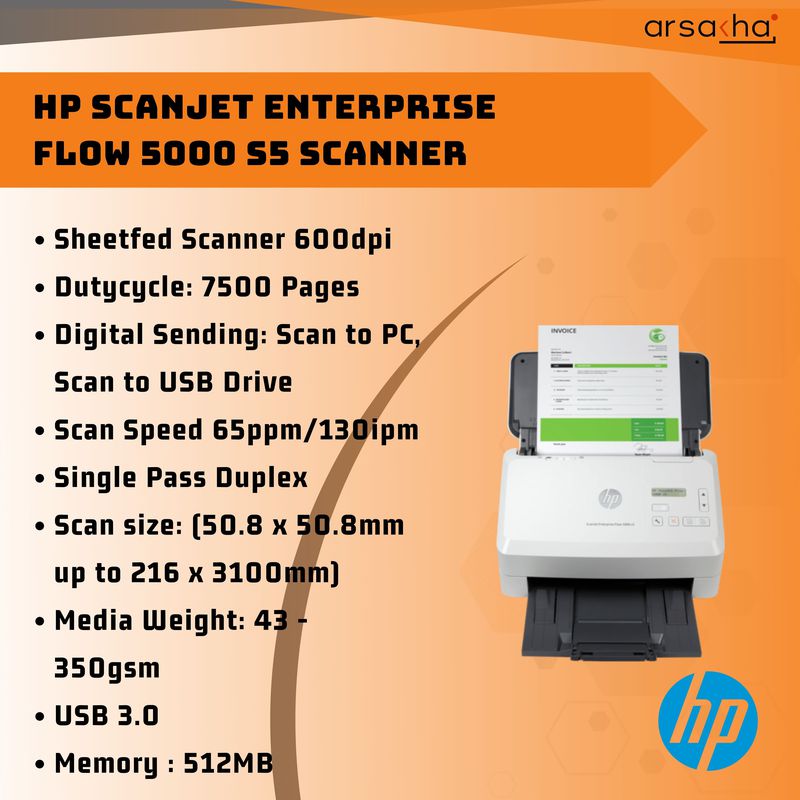 HP Scanjet Enterprise Flow 5000 s5 Scanner