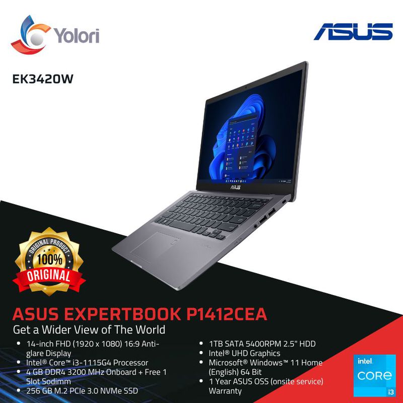 Asus P1412CEA-EK3420W i3-1115G4 4GB 1TB+256GB Intel UHD Graphics Windows 11