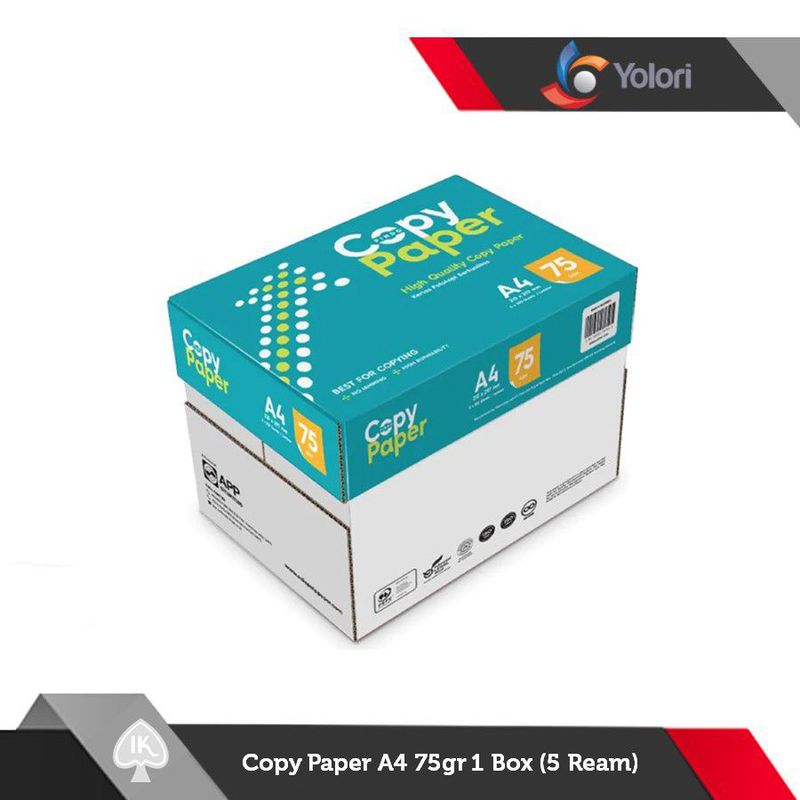 COPY PAPER Kertas HVS A4, 75Gram, 1 Box isi 5 Ream