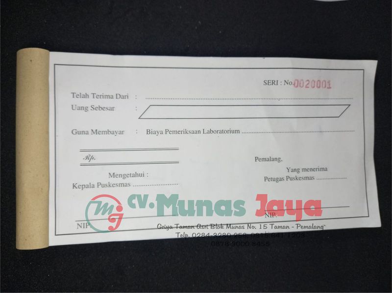 Buku Kwitansi Atas Laboratorium Ukuran 1/3 F4 Rangkap 2 + Nomerator
