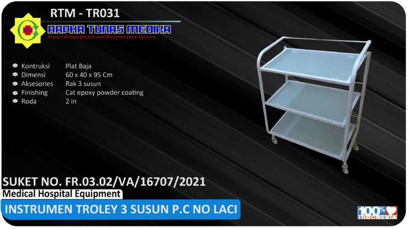 INSTRUMENT TROLLEY 3 SUSUN P.C NON LACI / RTM-TR031