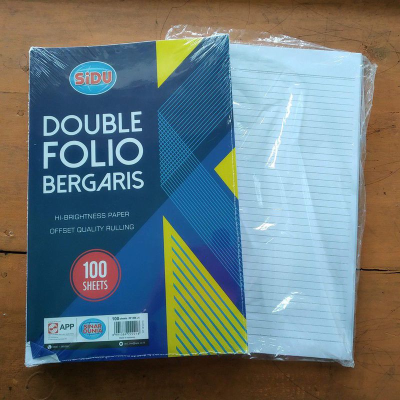 Kertas Sidu Double Folio Bergaris