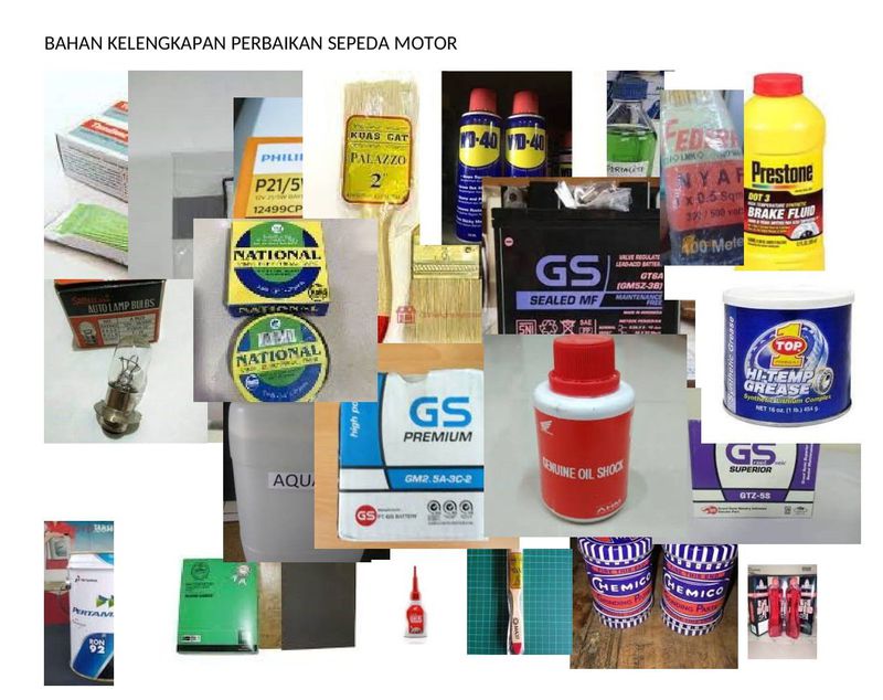 PAKET BAHAN KELENGKAPAN PERCONTOHAN PERAWATAN DAN PERBAIKAN SEPEDA MOTOR