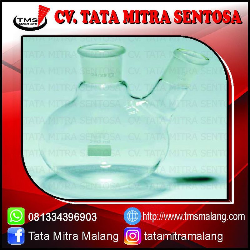 Boiling Flask 2 Neck-Labu Didih 2 Leher 250ml Pyrex