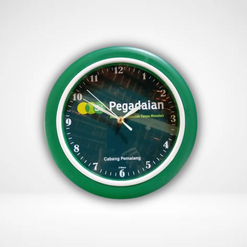 Jam kaca premium 25cm custom - Putih