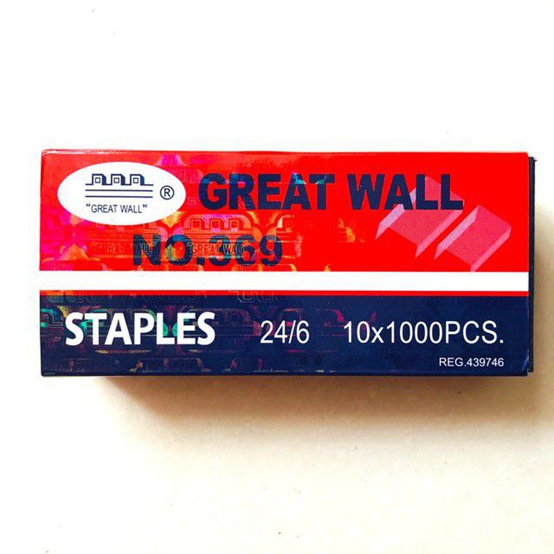 Isi Staples GREAT WALL No. 369 24/6 isi 10 Box
