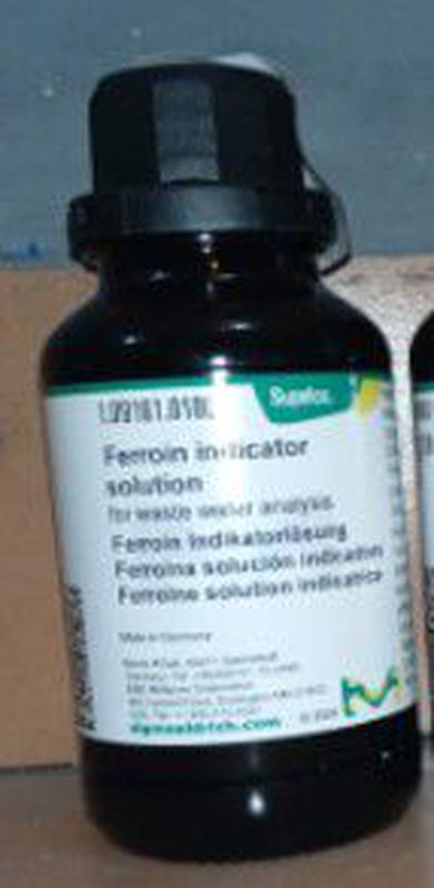 Ferroin indicator solution for waste wat