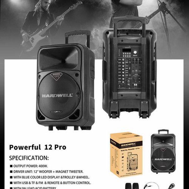 Hardwell Speaker Portable 12 Inch Powerful 12 Pro