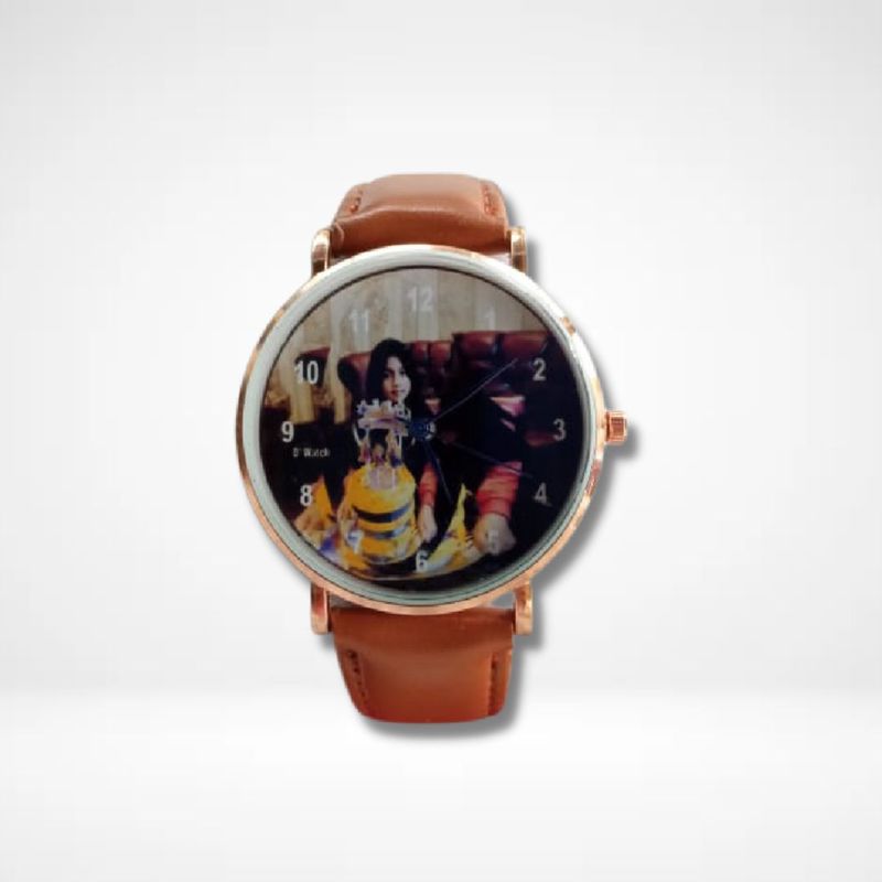 Jam tangan kulit/kalep/kanvas custom - Cokelat Muda