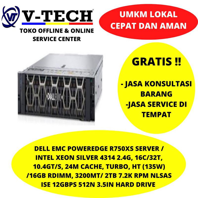 V-TECH DELL EMC POWEREDGE R750XS SERVER