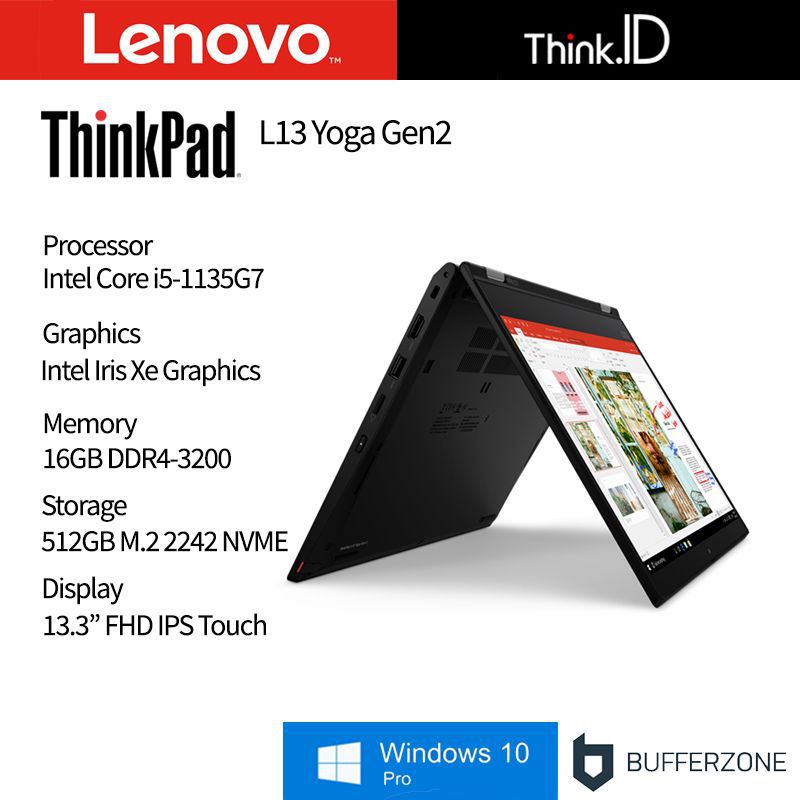ThinkPad L13 Yoga G2 Touch i5-1135G7 16GB 512GB NVMe Iris Xe Win10 Pro Y00