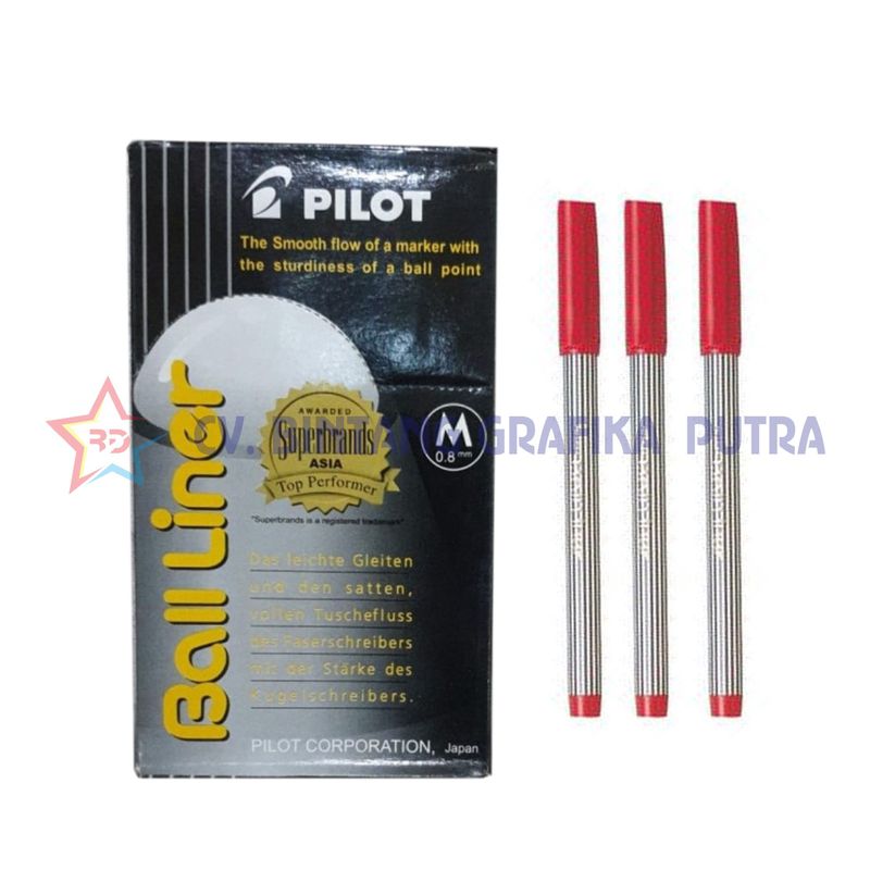 Pulpen Balliner Original Pilot / Ball Liner 0.8mm BL-5M ( MERAH )