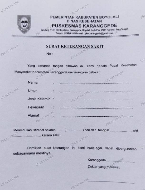 blangko Surat Keterangan Sakit