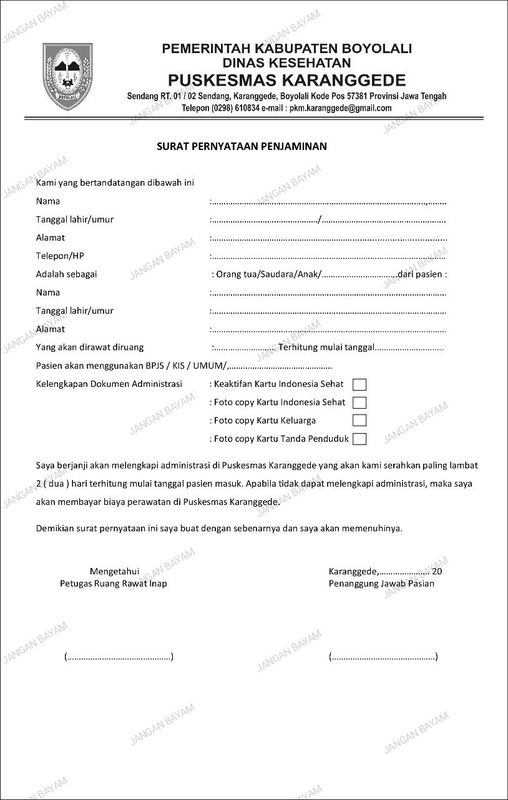 blangko Surat Pernyataan Penjaminan