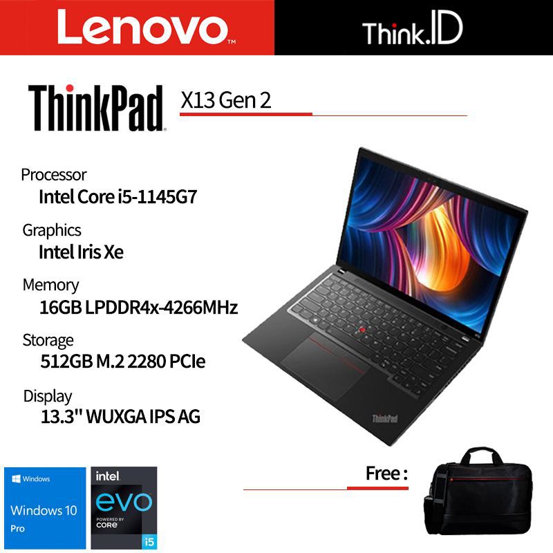 Lenovo ThinkPad X13 G2 i5-1145G7 16GB 512GB Iris Xe 13.3"WUXGA Win10P FID