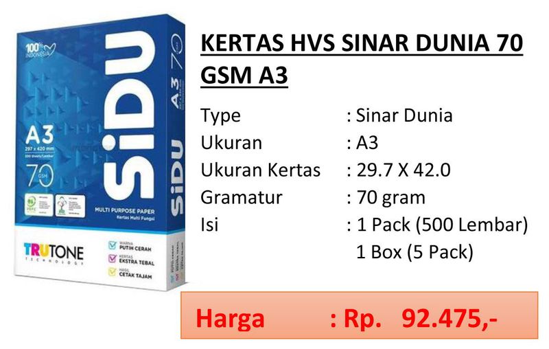 Kertas HVS 70 gram - A3