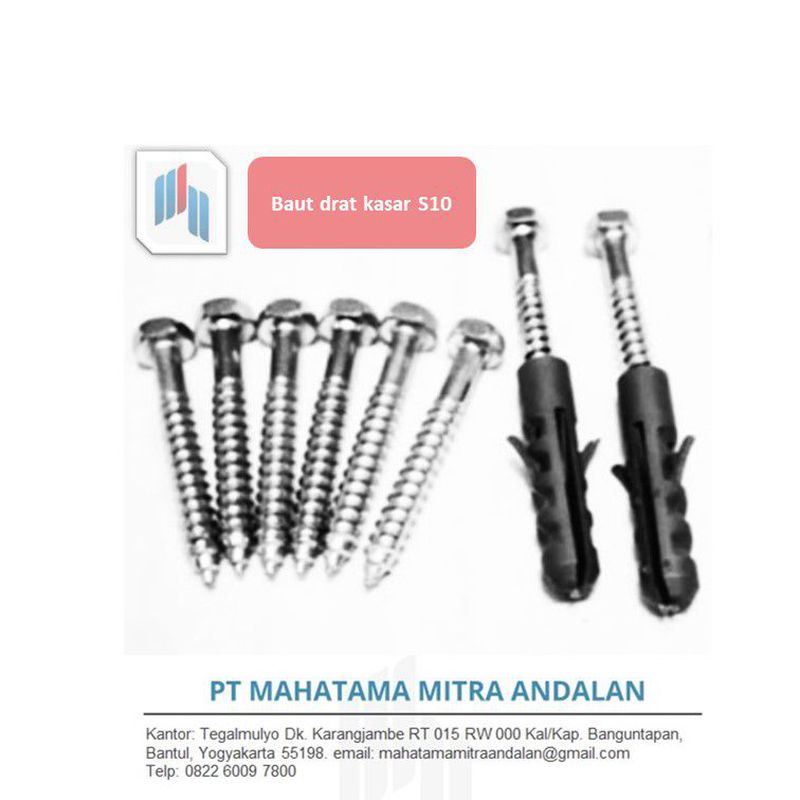 Baut Fischer Drat Kasar S10 untuk Dinding Tembok Braket TV