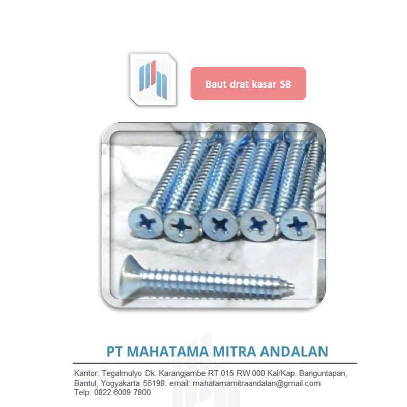 Baut Fischer Drat Kasar S8 untuk Dinding Tembok