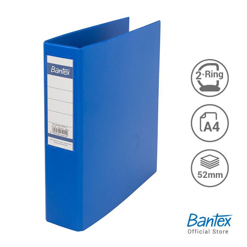 Binder BANTEX 2 Cincin D Kapasitas 52 mm Ukuran A4 Warna Cobalt Blue 825211
