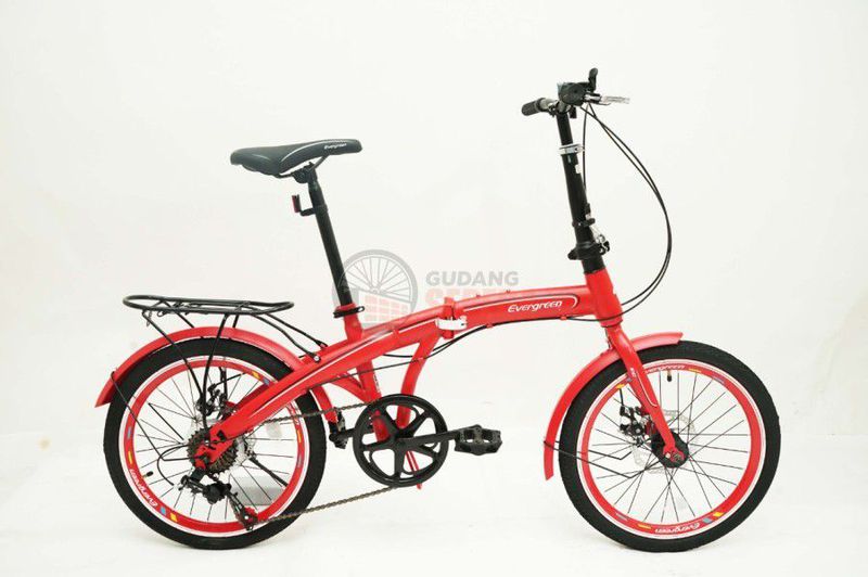 Sepeda Lipat Double Discbrake 7 speed - Merah