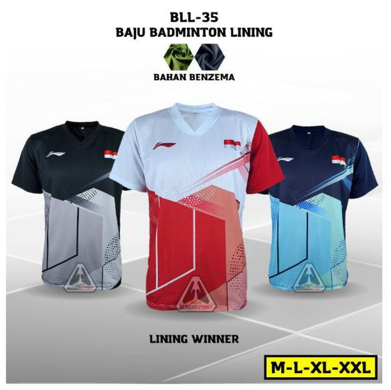 Baju Kaos Olahraga Badminton Merk Lining Winner