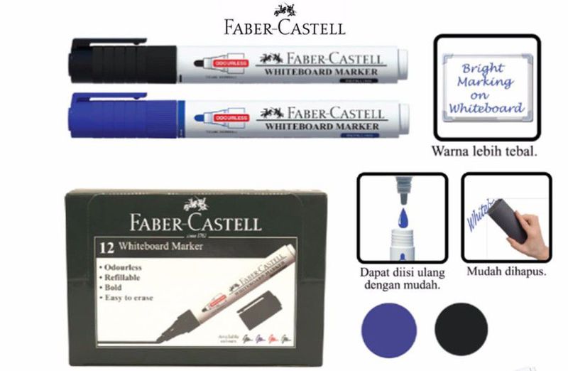 Spidol Papan Tulis / Whiteboard Marker Pen Eco Faber Castell 1 kotak - Biru