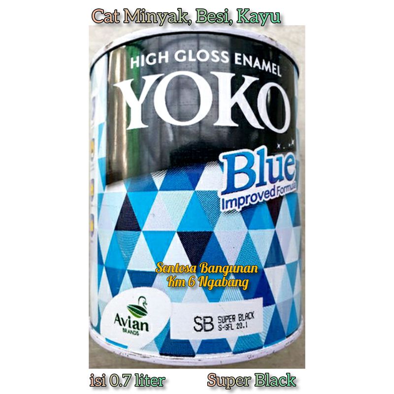 YOKO AVIAN PAINT SUPER BLACK HITAM 0.7 LITER CAT MINYAK BESI KAYU