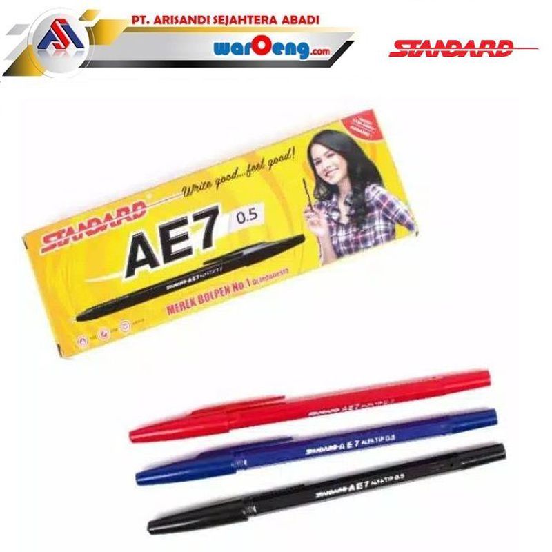 Pulpen ballpoint Standard AE7 per Lusin hitam - Hitam