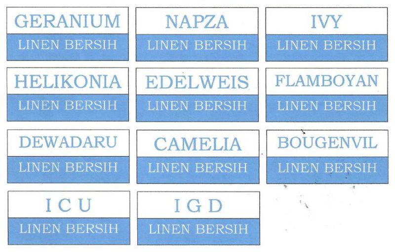 Stiker Custom Nama Ruangan + Linen Bersih