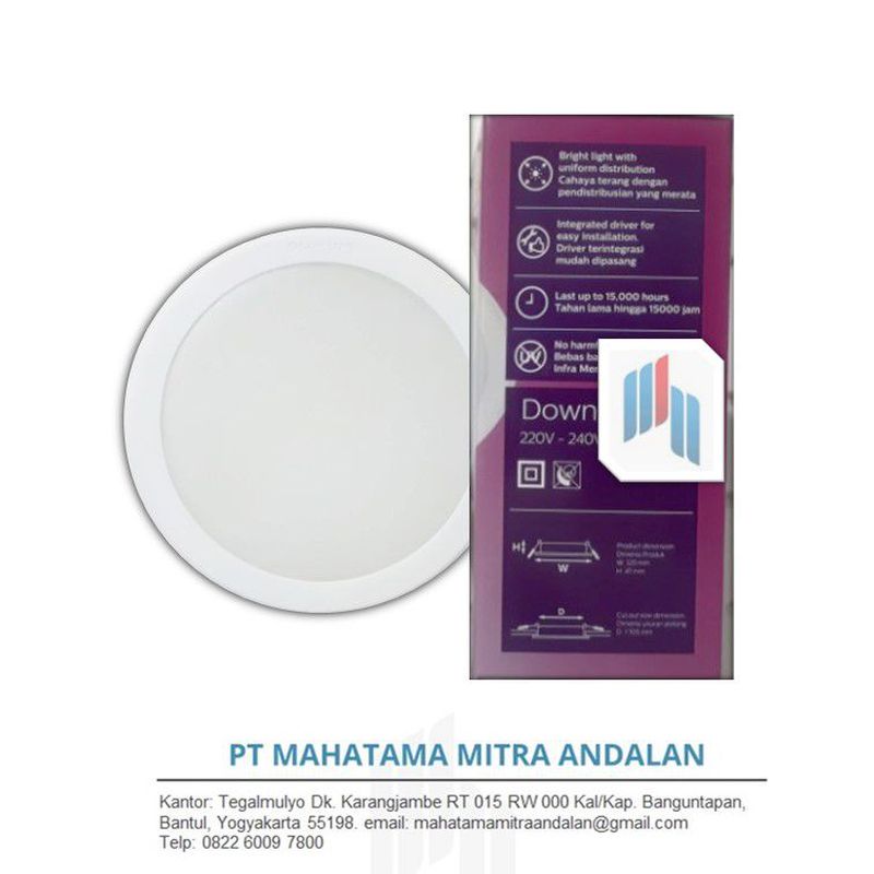 Lampu Plafon 9W 9 Watt Pipih Downlight Philips Tipe Meson Generasi 3 ...