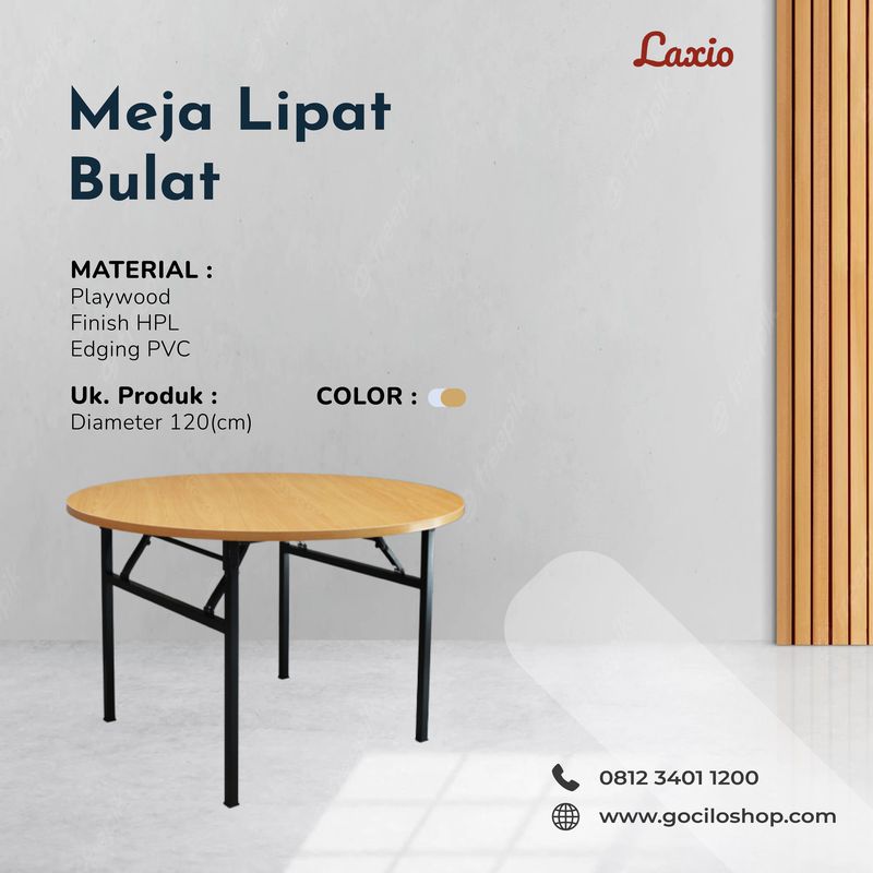 Meja Bulat Lipat T120