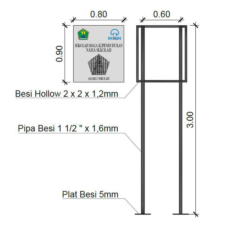 Papan Nama Plank Ukuran 60 x 90