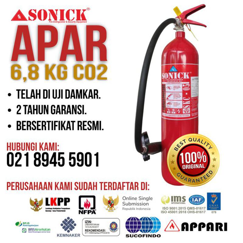 Tabung Apar 6,8 Kg Co2 / Carbon Dioxide Alat Pemadam Api