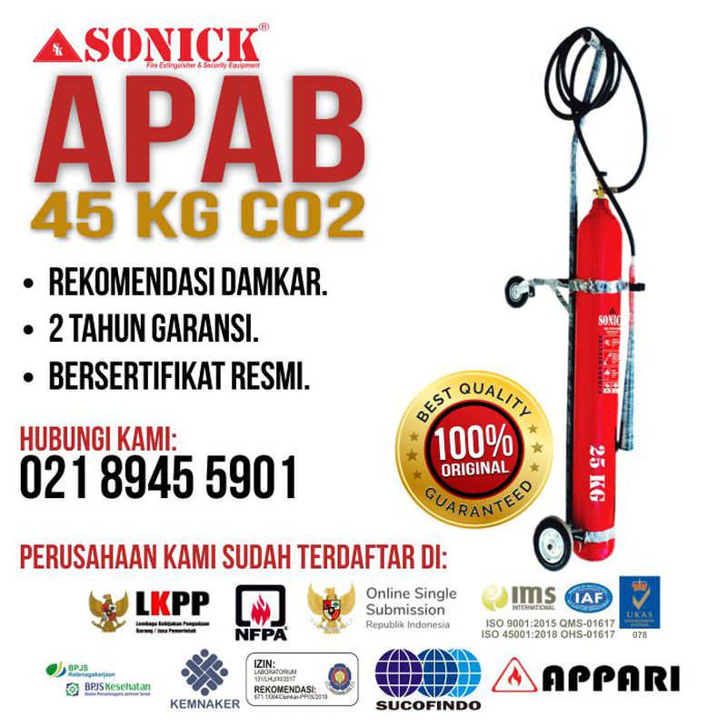 Tabung Apab 45 Kg Co2 / Carbon Dioxide Alat Pemadam Api