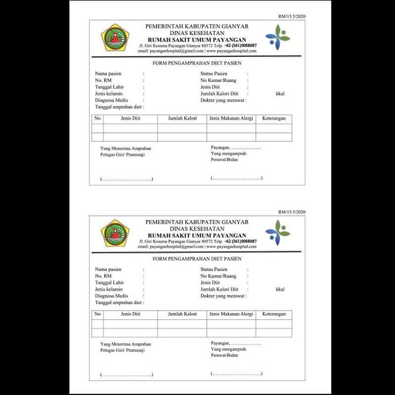 RM/15.5/2020 Form Pemesanan Makanan Rawat Inap