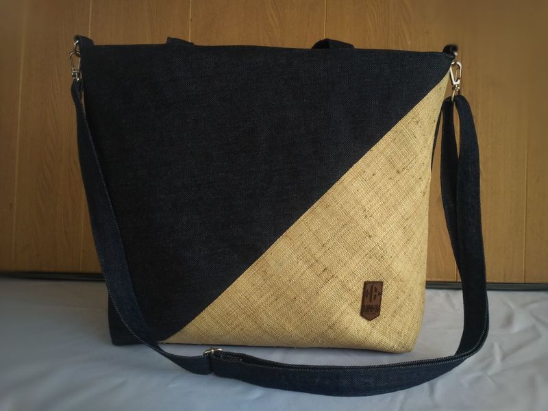 Totebag Tenun Ulap Doyo kombinasi Denim