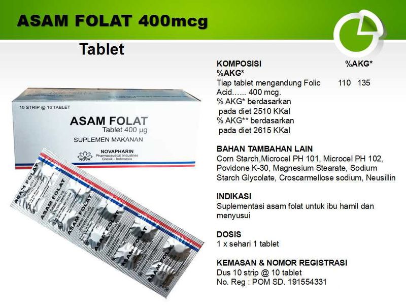 ASAM FOLAT 400MCG TABLET BOX/100_NOVAPHARIN