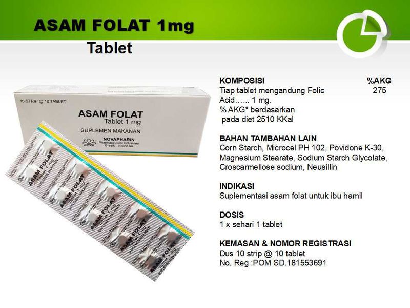 ASAM FOLAT 1MG TABLET BOX/100_NOVAPHARIN